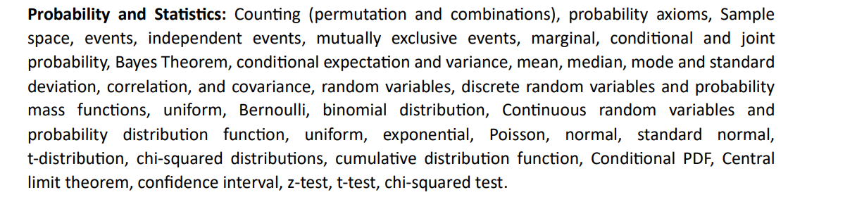 GATE DA 2025: Probability and Statistics GATE DA 2025: Probability and Statistics